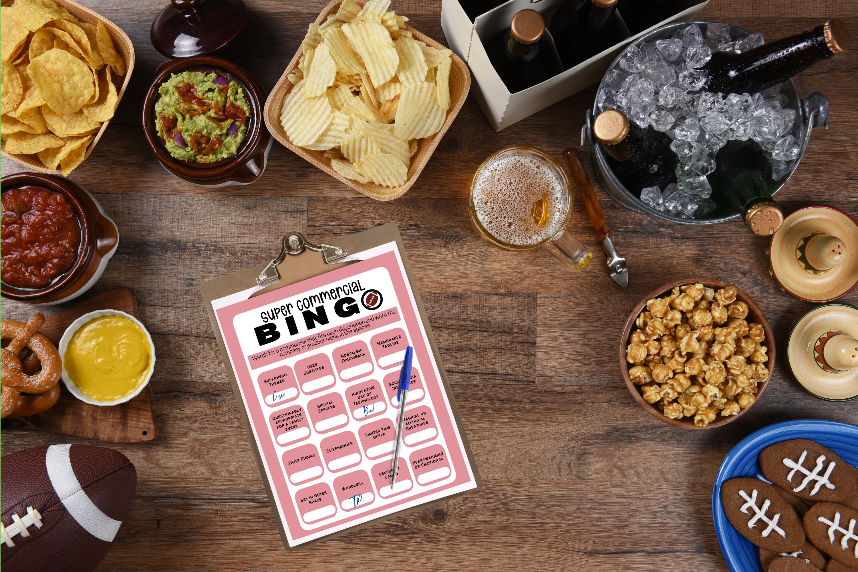 Super Commercial Bingo, Football Family Printable Party Game, Here for ...