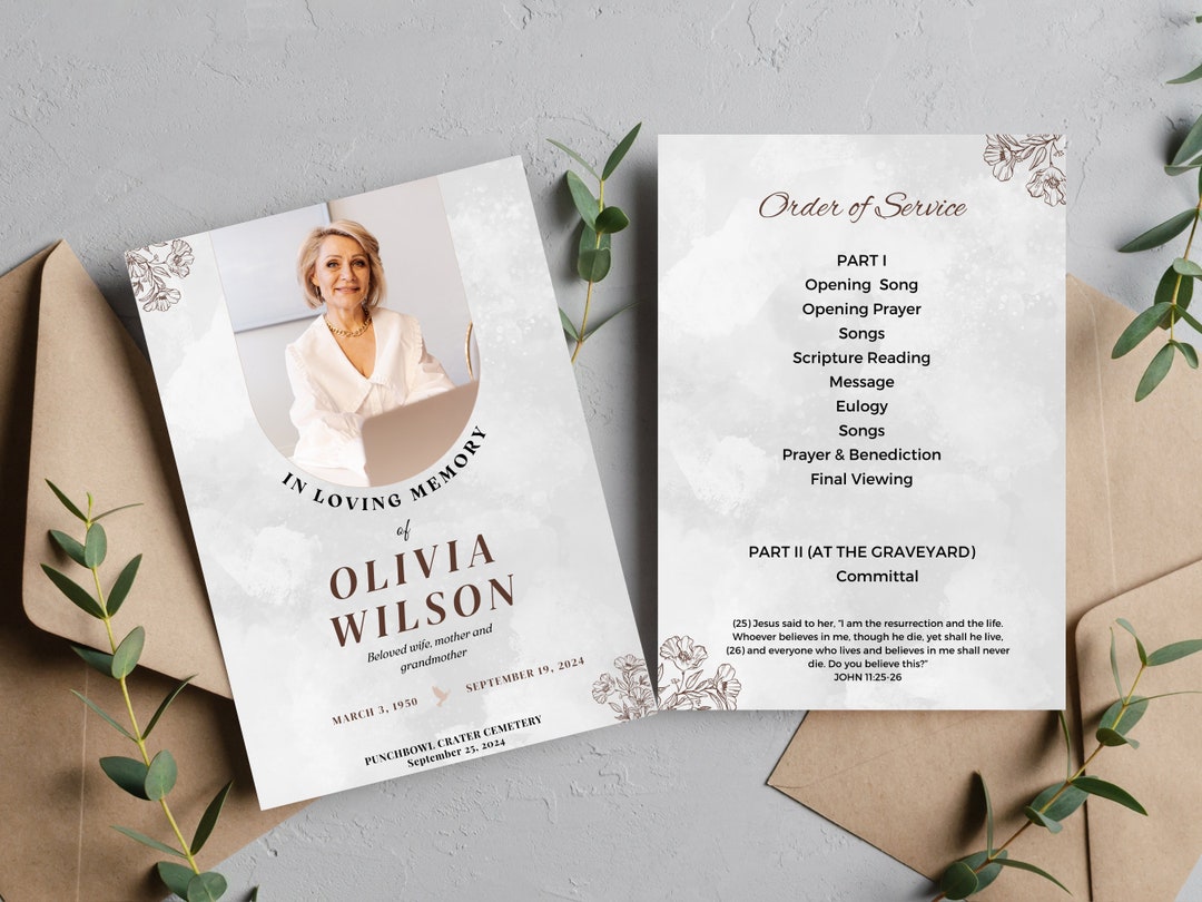 Editable Funeral Program Template| Celebration of Life Printable ...