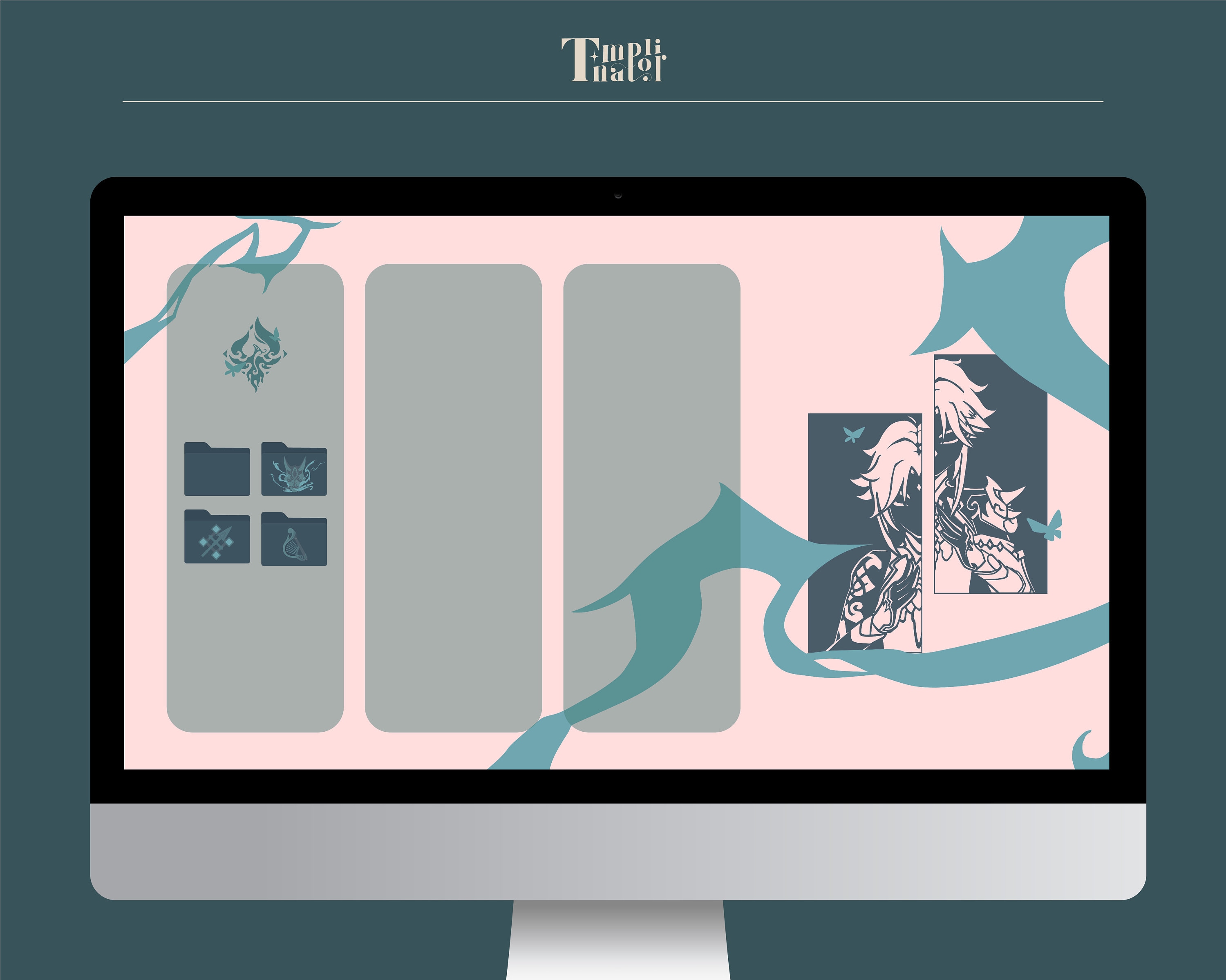 Genshin Impact Xiao Themed Desktop Organizer Wallpaper With Folder ...