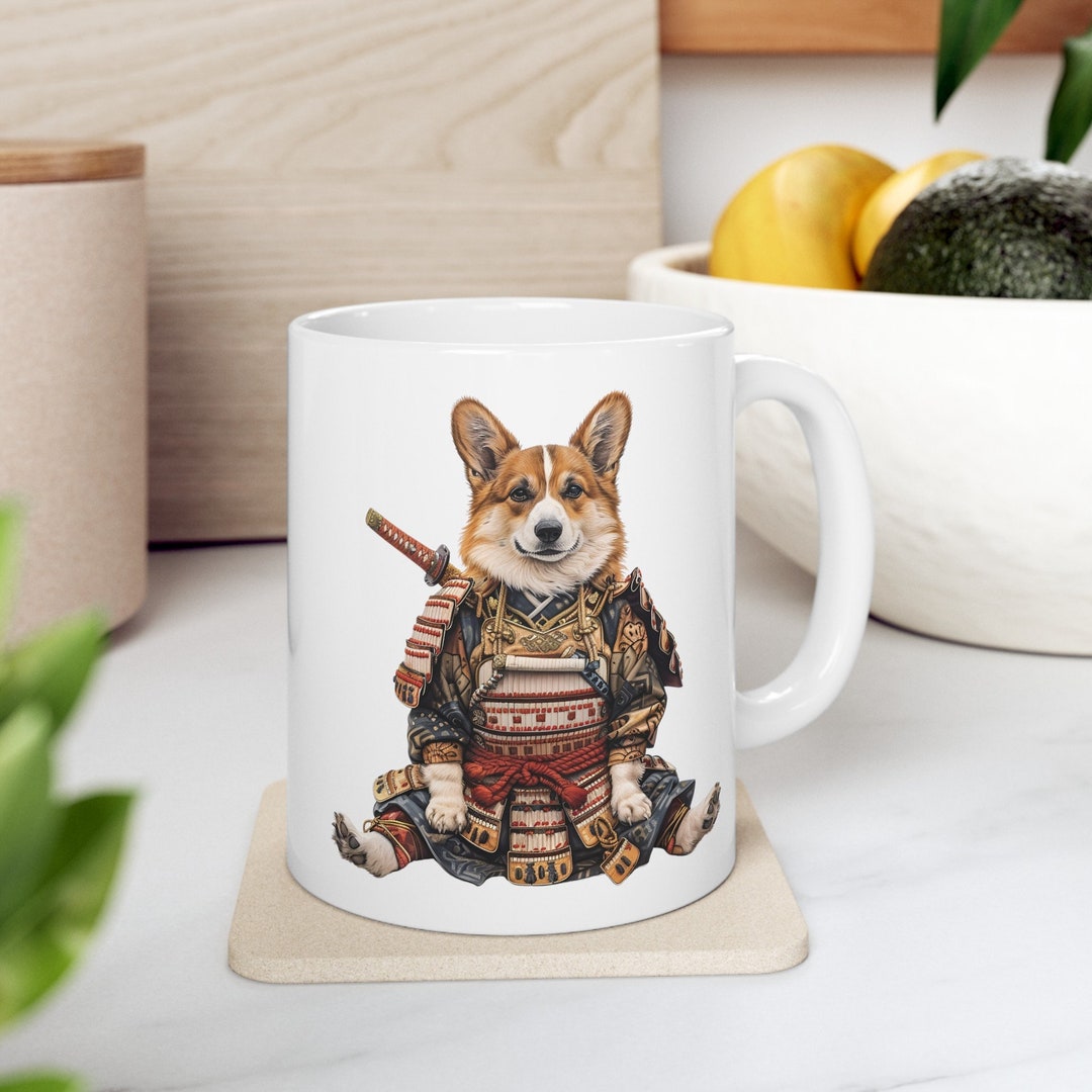 Corgi Samurai Ceramic Mug 11oz/15oz, Corgi Gifts for Men, Dog Gifts for ...