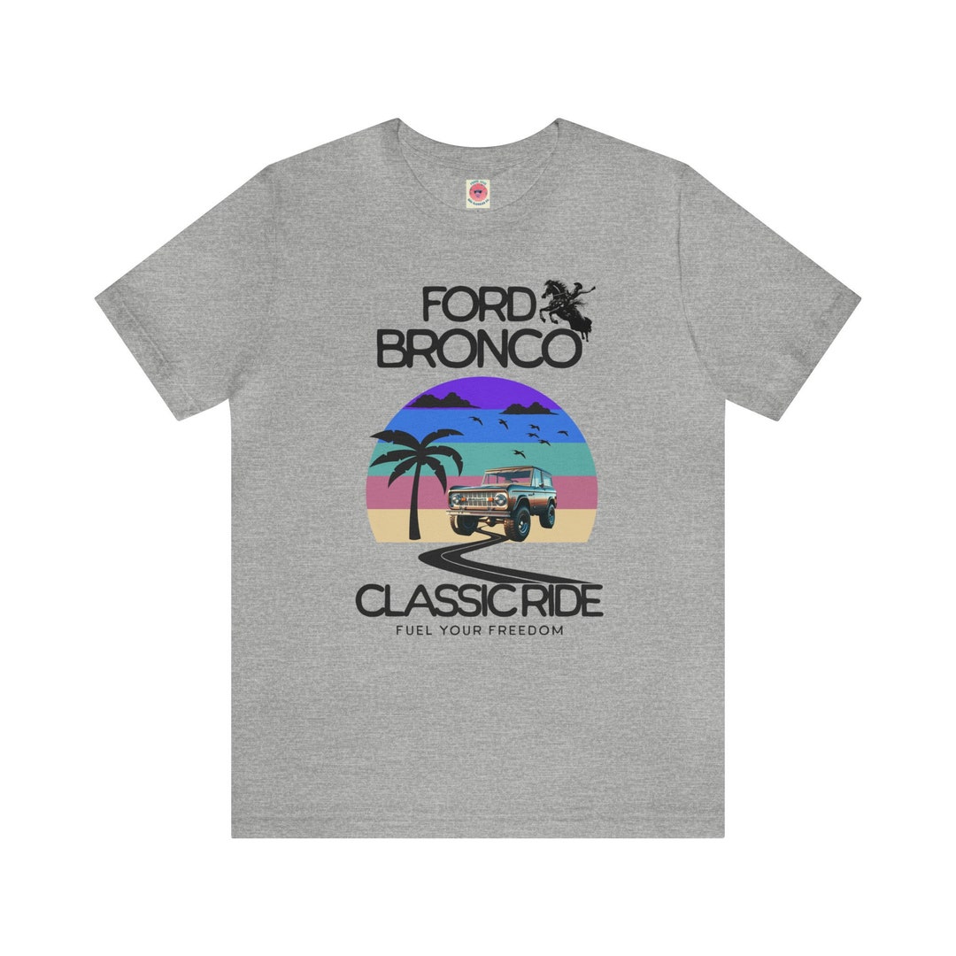 Sunset Bronco Adventure: Graphic Tee Featuring a Majestic Bronco ...
