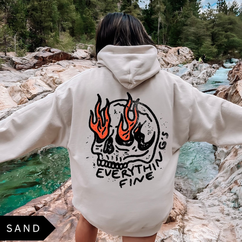 Flaming Skull Sweatshirt - Etsy