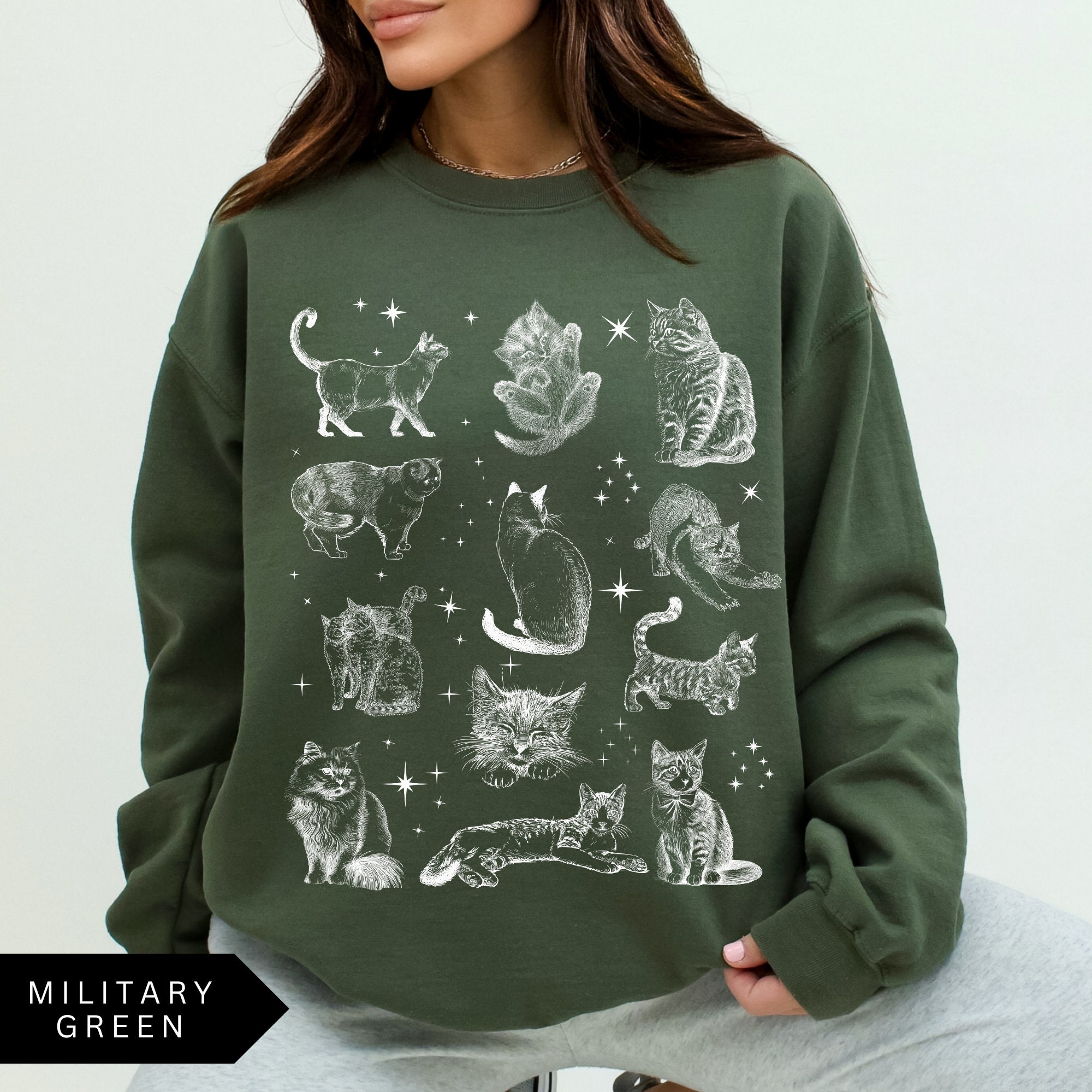 Vintage Cats Sweatshirt, Faded Retro Cat Shirt, Unisex Sweatshirt, Cat ...