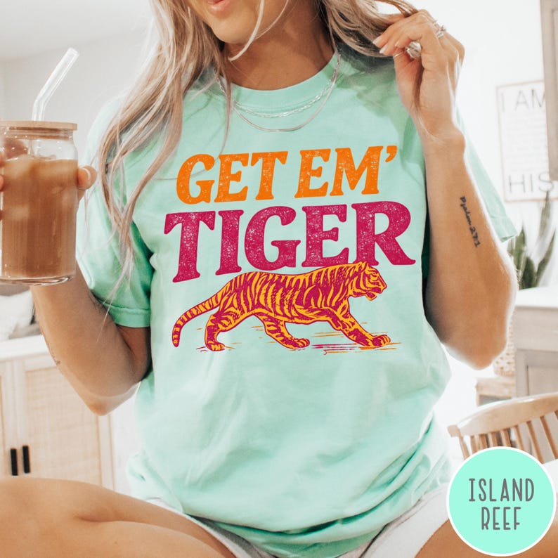 Get Em' Tiger Comfort Colors® T-shirt, Retro Distressed Tiger Shirt ...