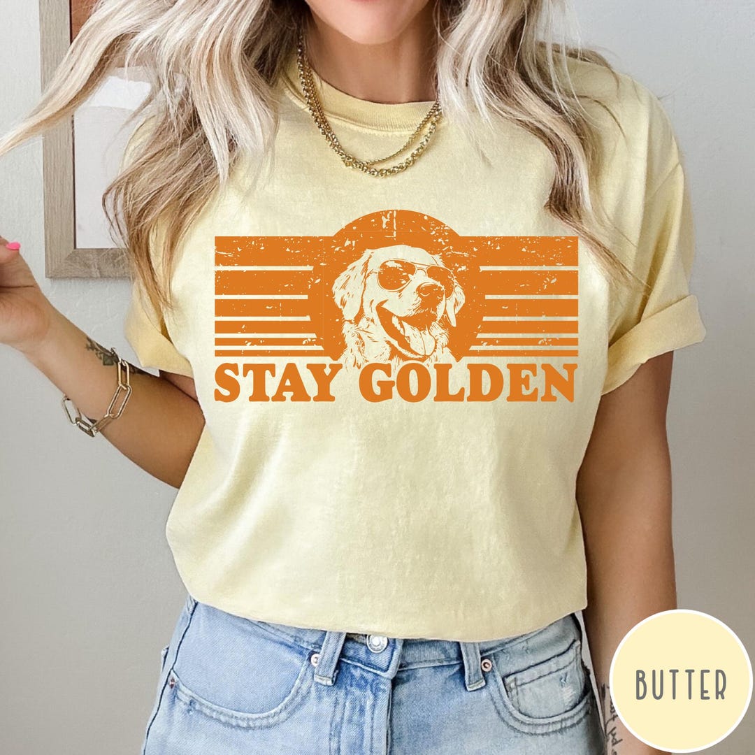 Stay Golden Comfort Colors® Shirt, Funny Golden Retriever Tshirt, Funny Dog Shirt, Graphic Retro ...
