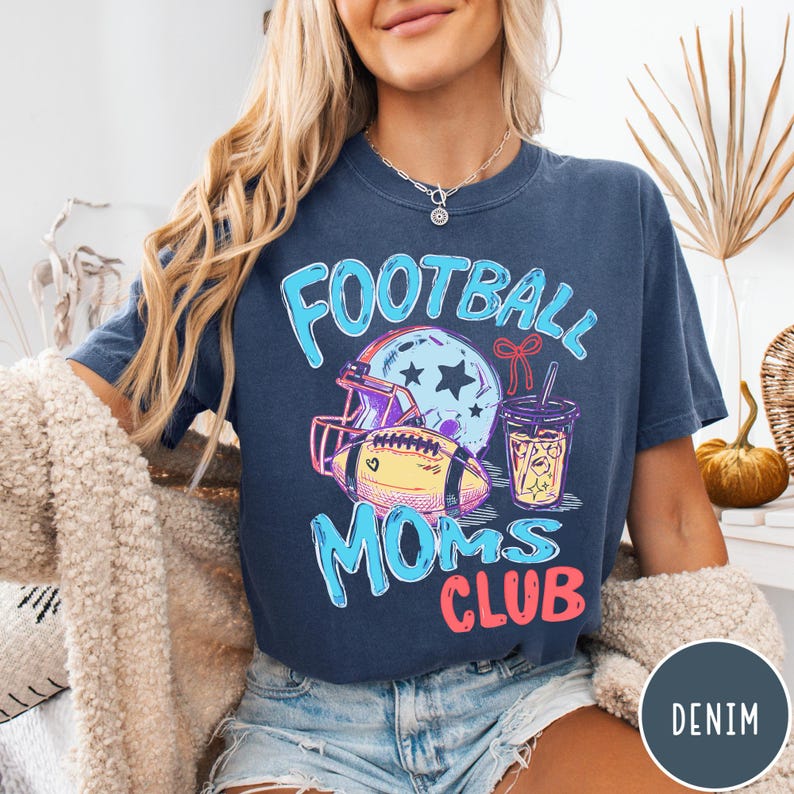 Football Moms Club Comfort Colors® T-shirt, Gameday Doodle Football Tee ...