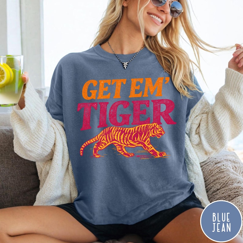 Get Em' Tiger Comfort Colors® T-shirt, Retro Distressed Tiger Shirt ...