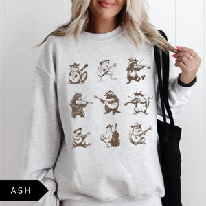 Vintage Banjo Animals Sweatshirt, Funny Retro Guitar Sweatshirt ...
