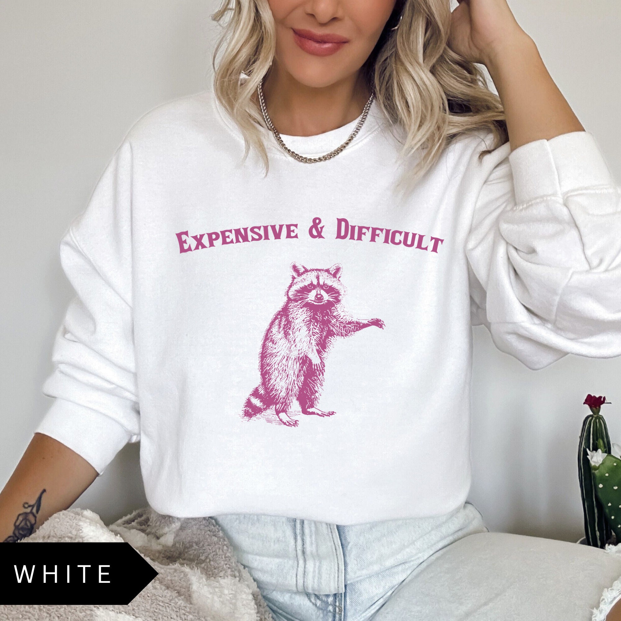 Expensive and Difficult Sweatshirt, Raccoon Shirt, Funny Sweatshirt ...