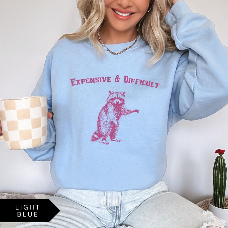Expensive and Difficult Sweatshirt, Raccoon Shirt, Funny Sweatshirt ...