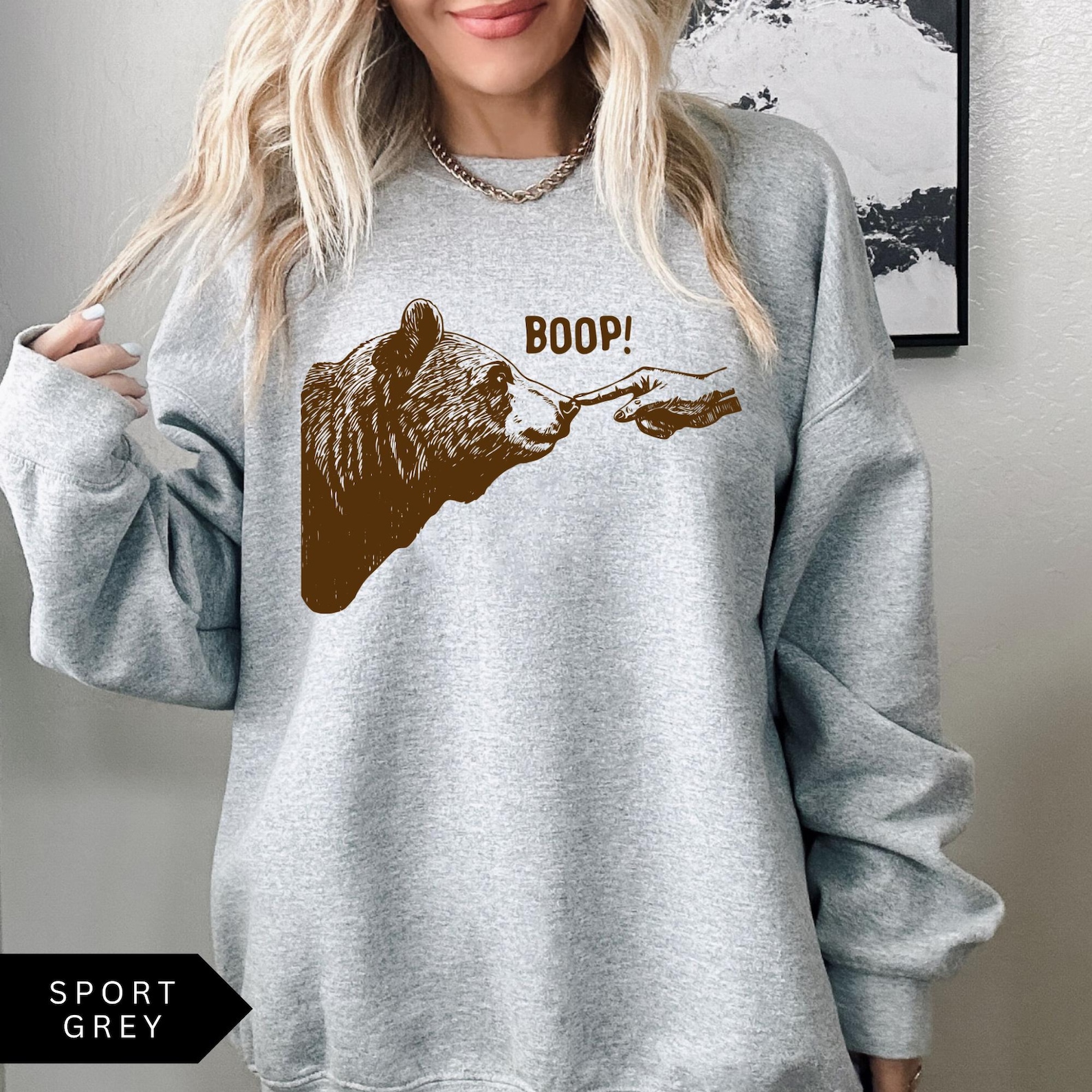 Boop! Sweatshirt, Vintage Bear Finger Touching Nose Shirt, Funny Retro ...