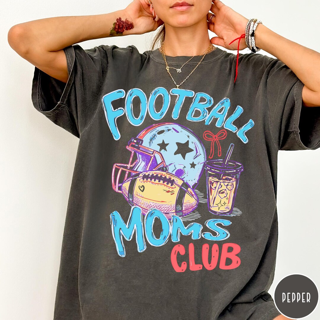 Football Moms Club Comfort Colors® T-shirt, Gameday Doodle Football Tee ...