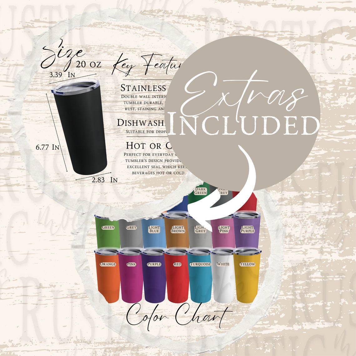 10 Floral Light Grey Tumbler Mockup Bundle Printify Tumbler 20 Oz PNG ...