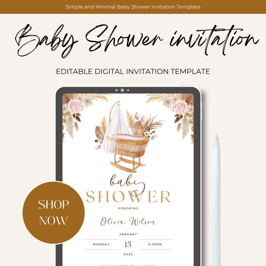 Editable Baby Shower Invitation Card, Editable Baby Shower Invitation ...