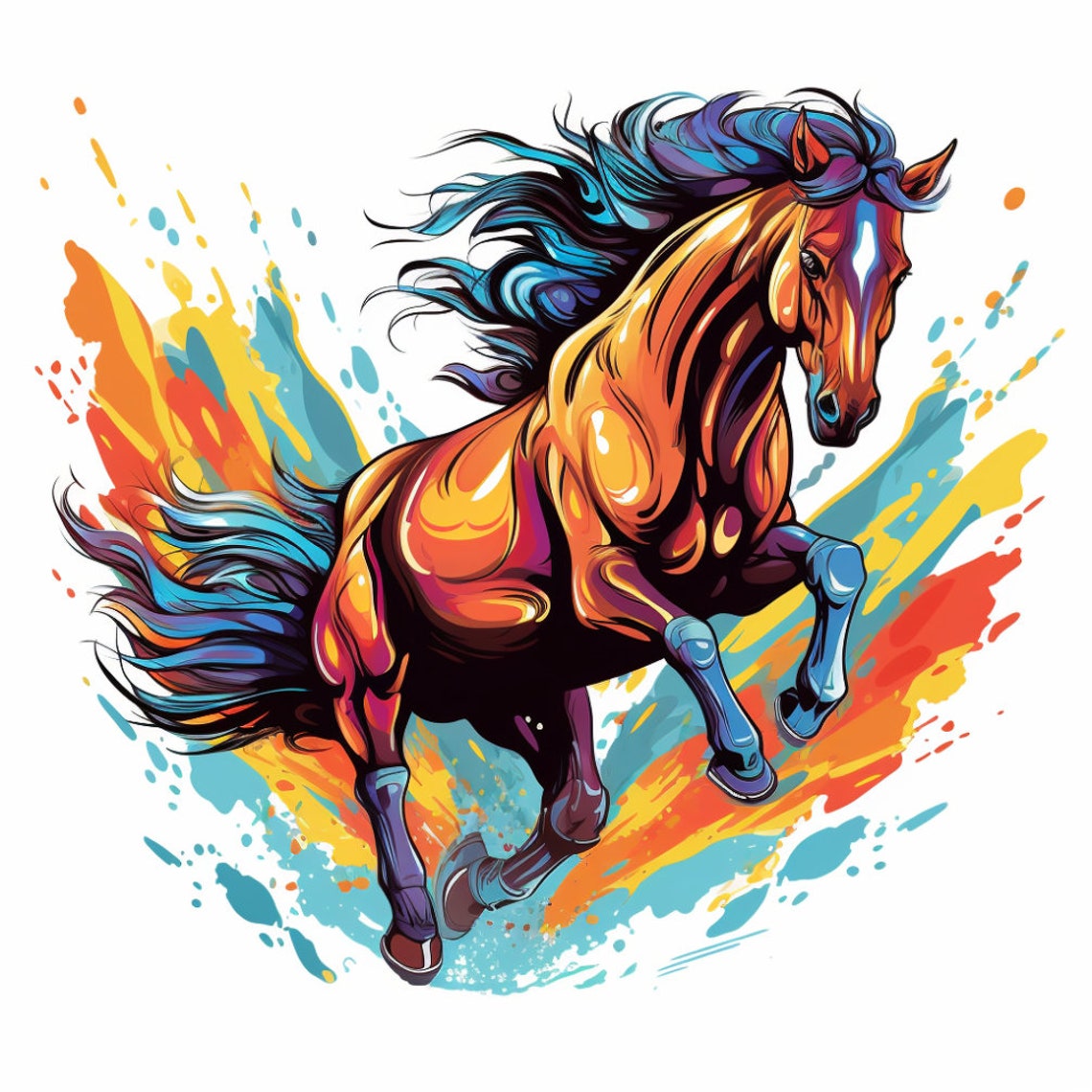 50 Stunning Printable Digital Horse Stickers PNG - Etsy