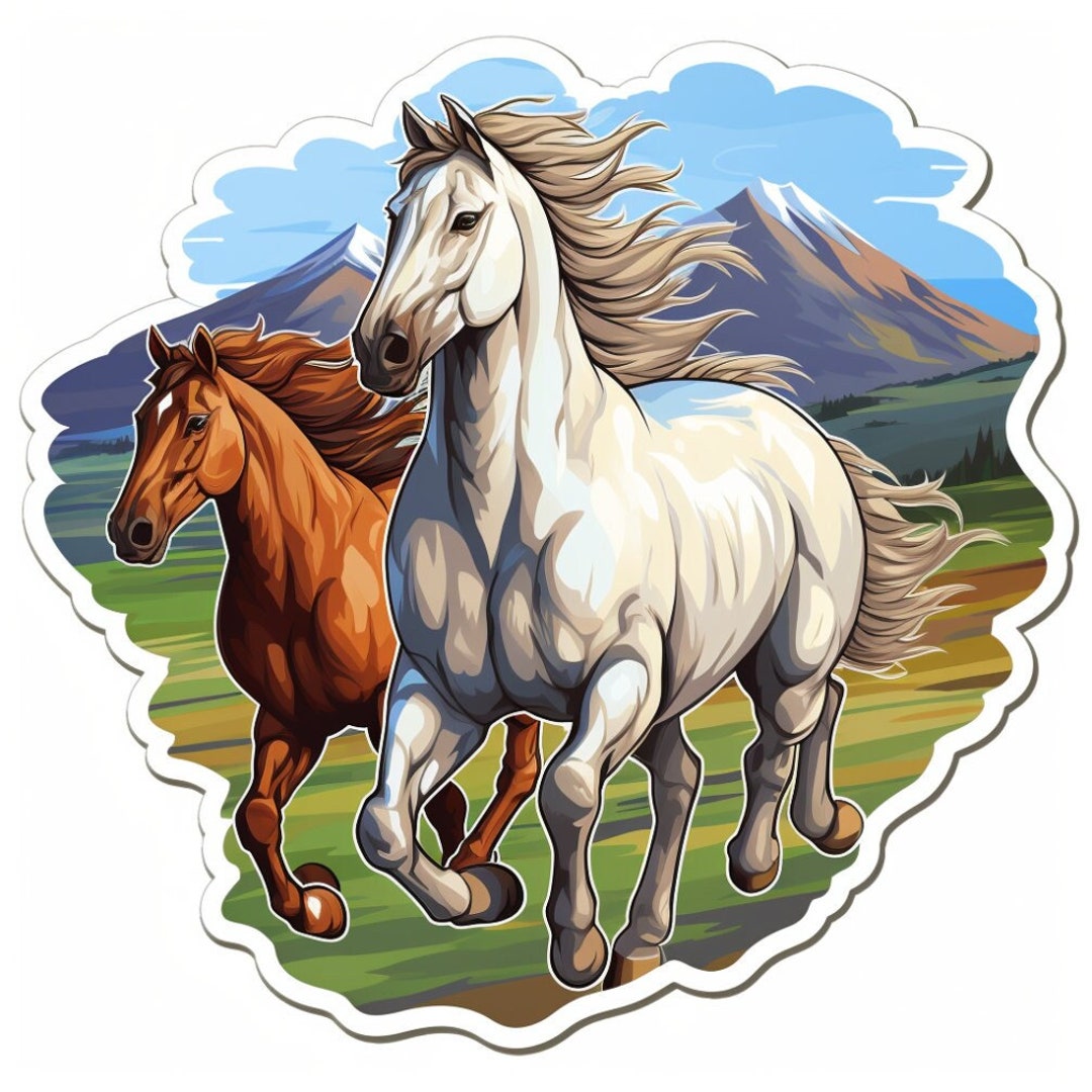 50 Stunning Printable Digital Horse Stickers PNG - Etsy