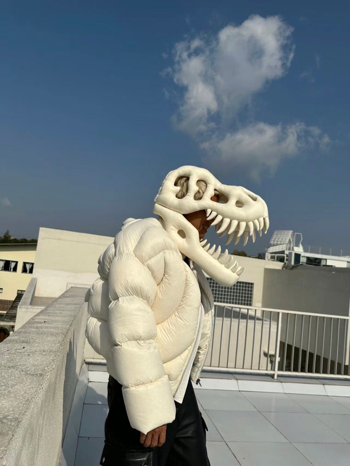 Tyrannosaurus Rex Skeleton White Down Jacket, Dinosaur Down Coat, T-rex ...