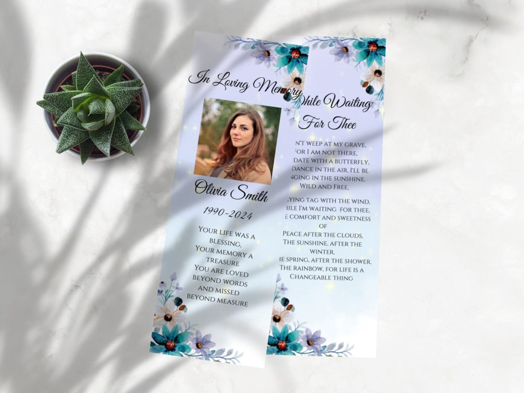 Editable Funeral Prayer Card Template Memorial Prayer Card Template ...
