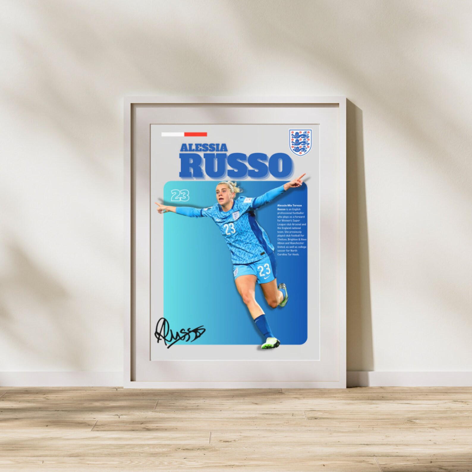 Alessia Russo England Lionesses Digital Signed Poster Wall Art Bedroom ...