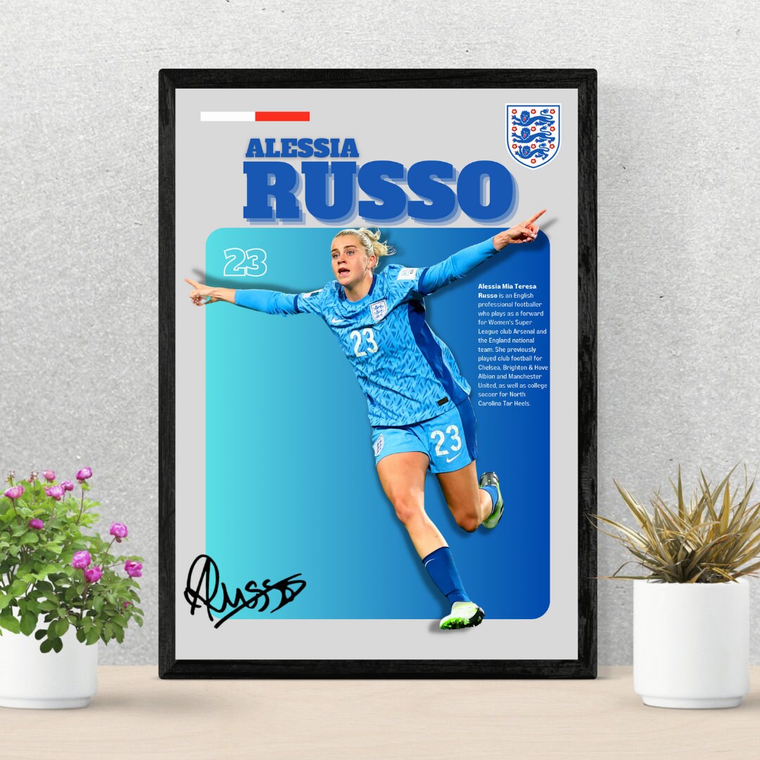 Alessia Russo England Lionesses Digital Signed Poster Wall Art Bedroom ...