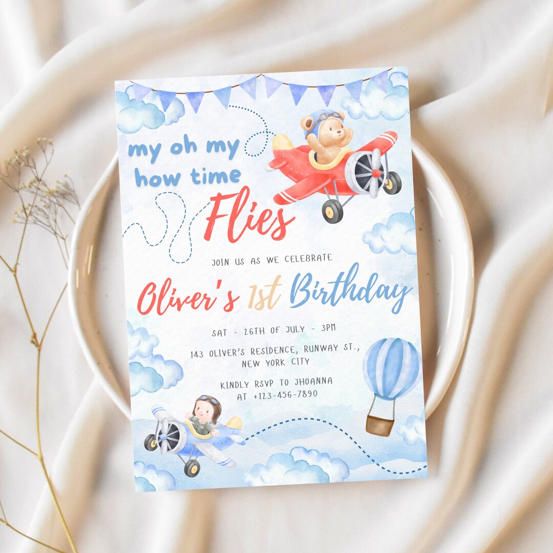 Airplane Birthday Party Invitation Airplane Captain Birthday Party ...