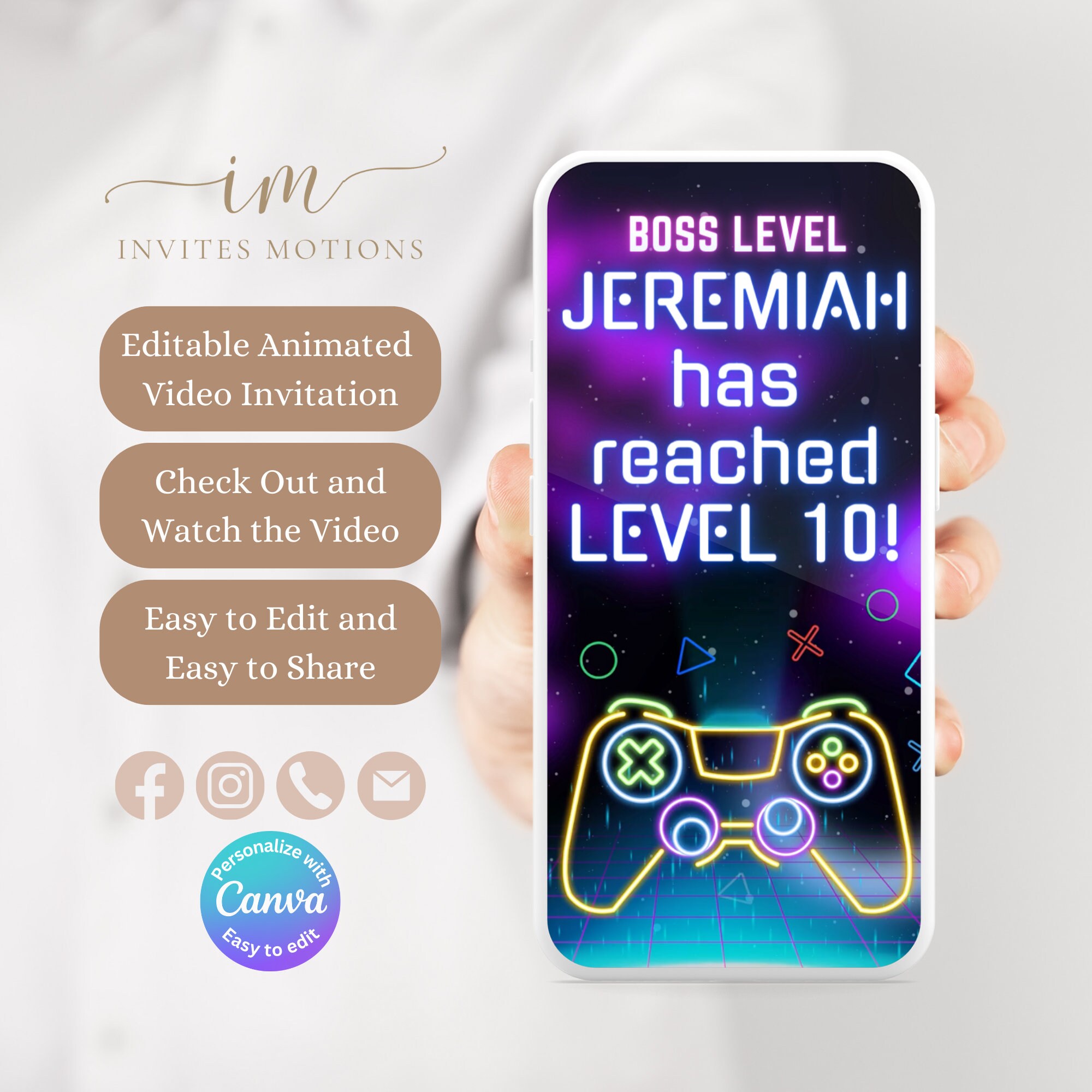 Video Game Birthday Invitation Editable Gaming Birthday Text Message ...