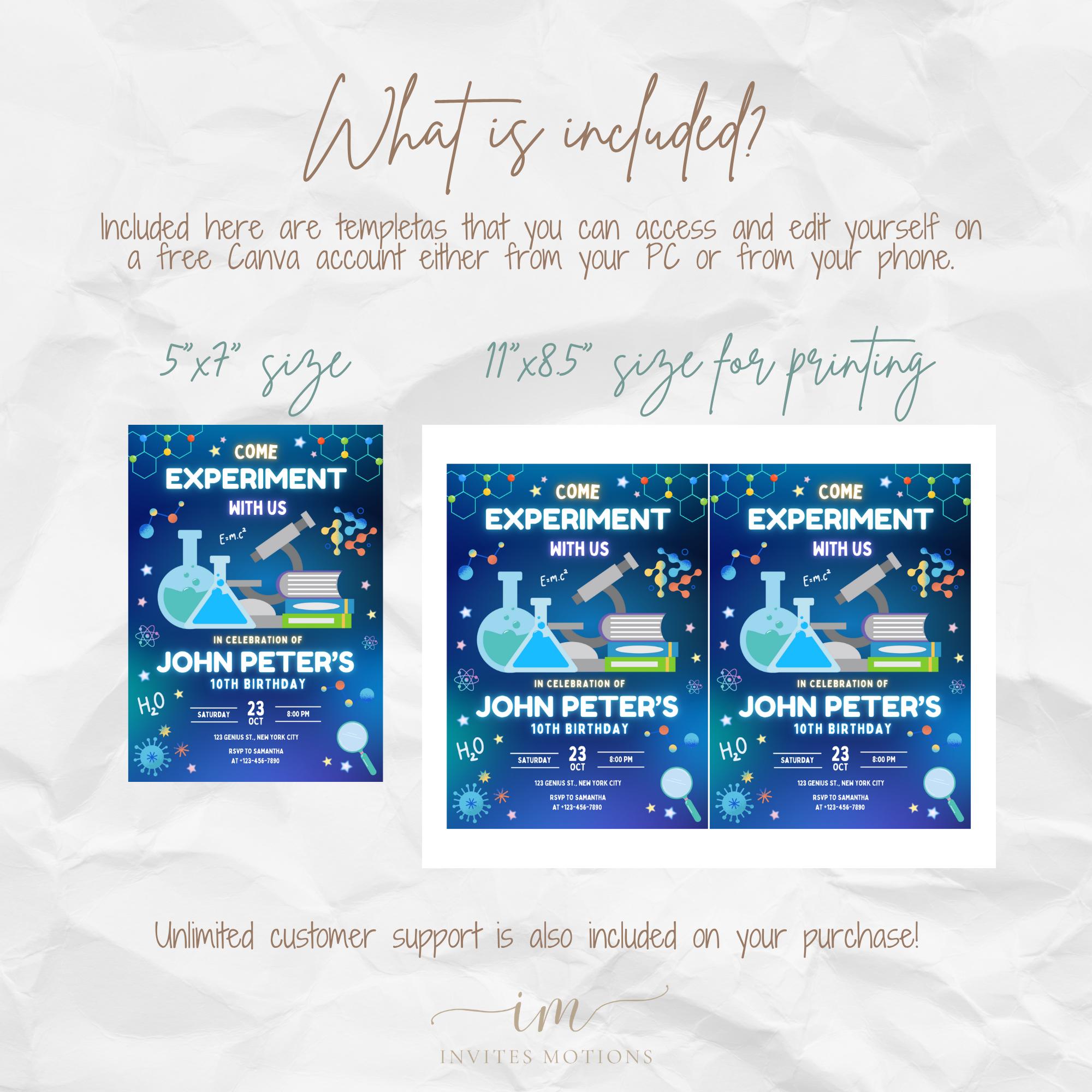 Mad Science Birthday Invitation, Scientist Experiment Party Invite ...