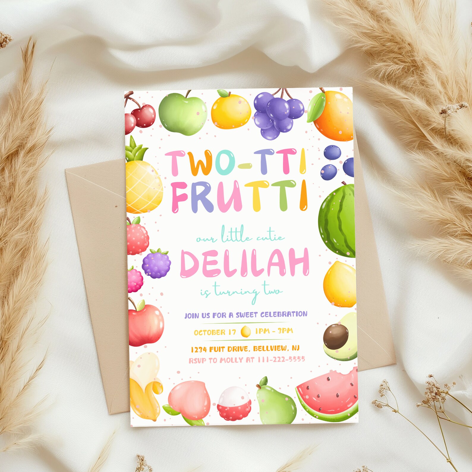 Twotti Frutti Birthday Invitation Tutti Frutti Party Invite Printable ...