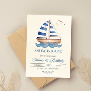 Sailor Birthday Invitation for Sailing Boat Invite Template Nautical ...