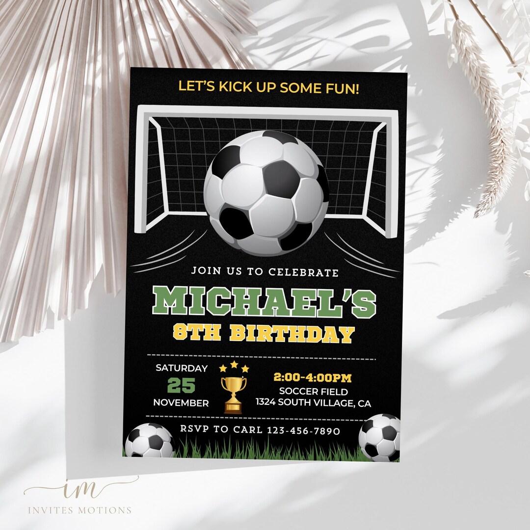Soccer Birthday Party Invitation, Editable Football Party Invite ...