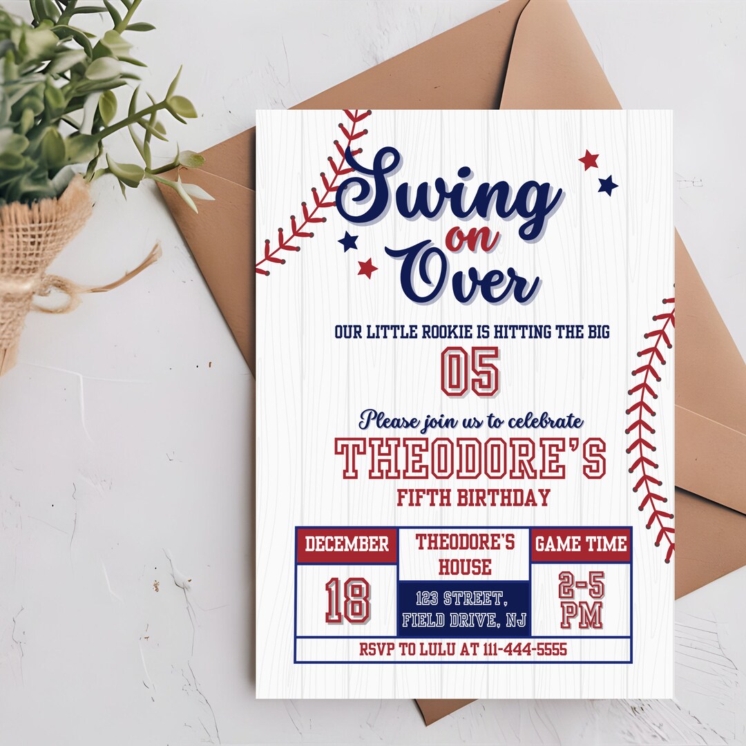 Baseball Birthday Invitation Baseball Game Invite Printable Template ...