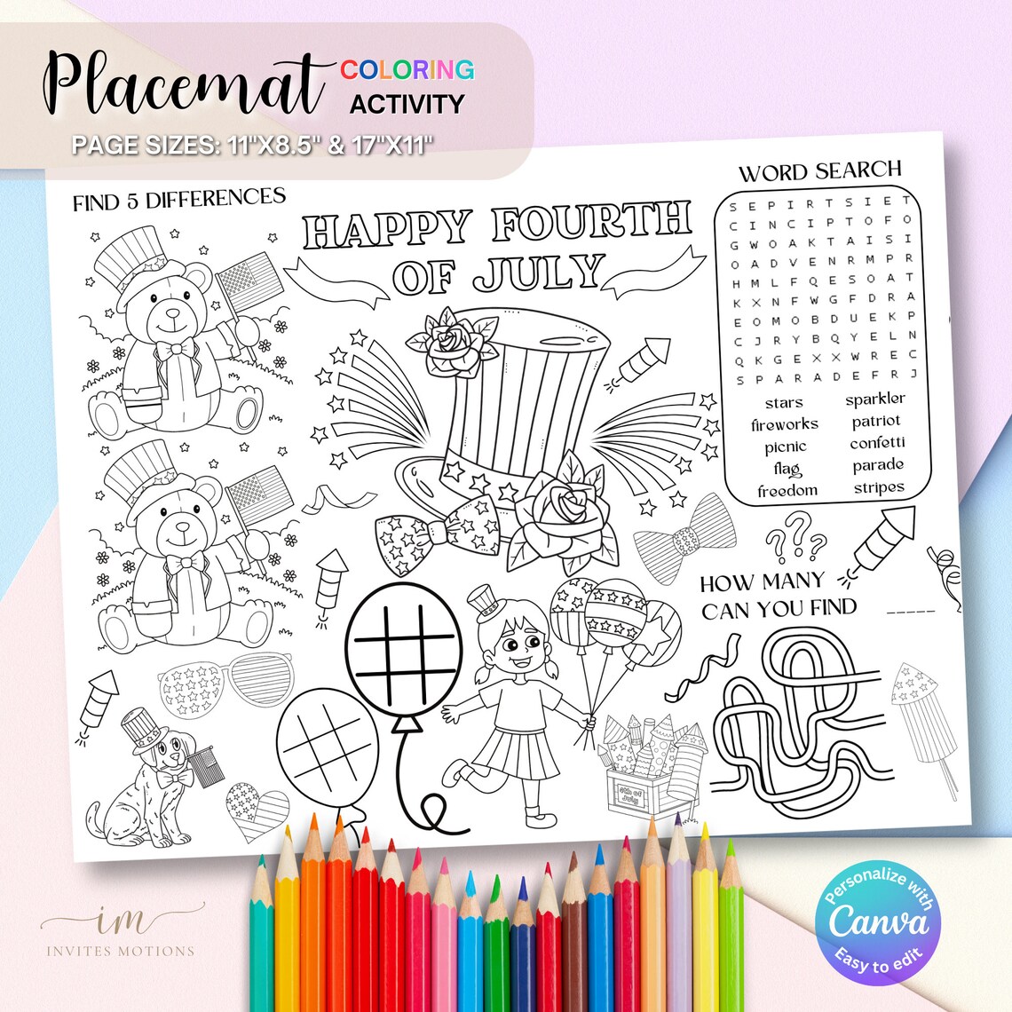 4th of July Kids Activity Sheet for Fourth of July Kids Coloring ...