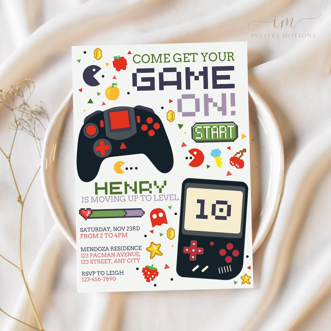 Video Game Birthday Party Invitation, Editable Gaming Console Party ...