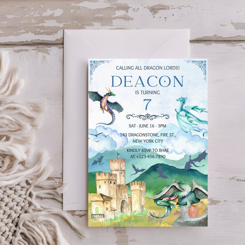 Dragon Birthday Party Invitation Dragon Lords Birthday Party Invite ...