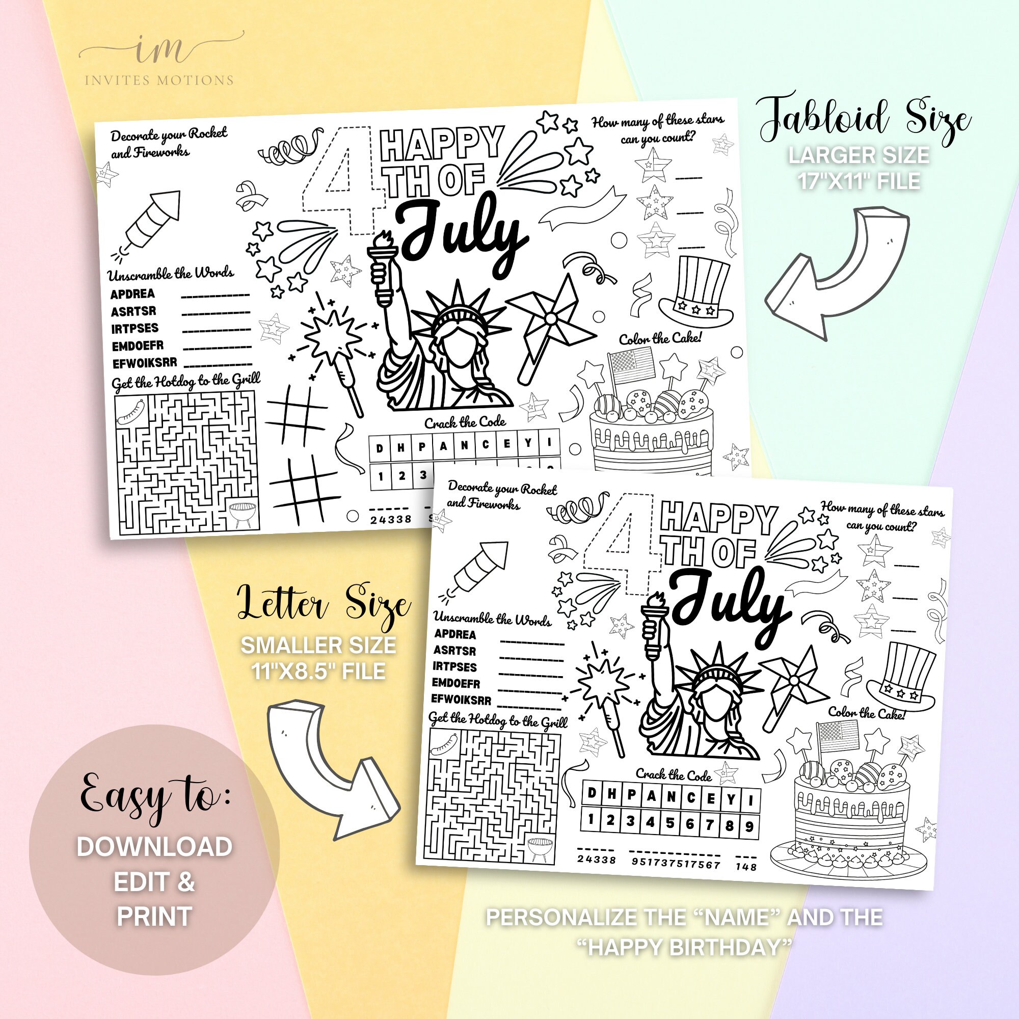 Fourth of July Kids Activity Sheet for 4th of July Kids Coloring ...