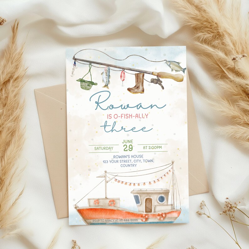 Fishing Birthday Party Invitation Fisherman Party Invite Printable ...