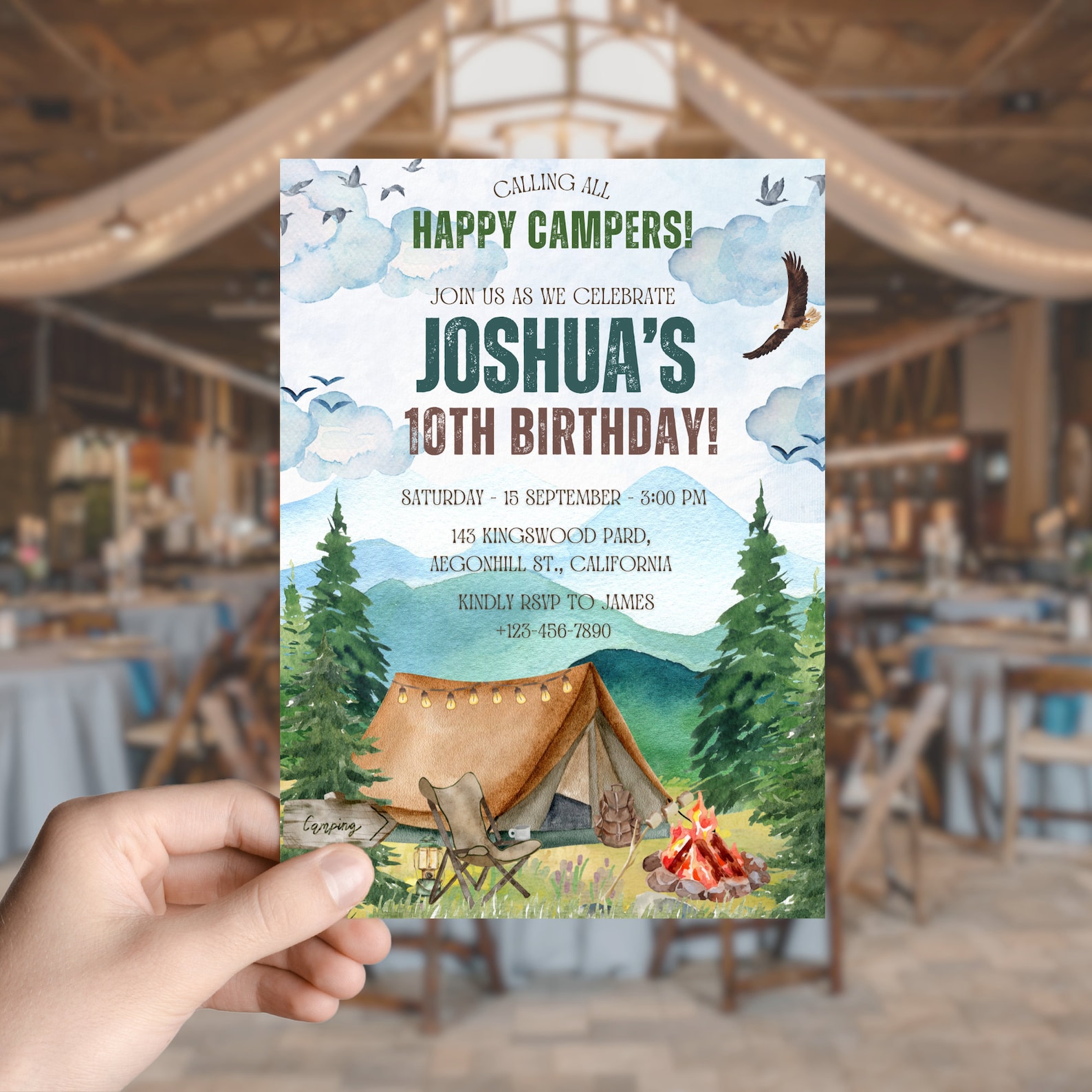 Camping Birthday Invitation Campers Party Invite Printable Template ...