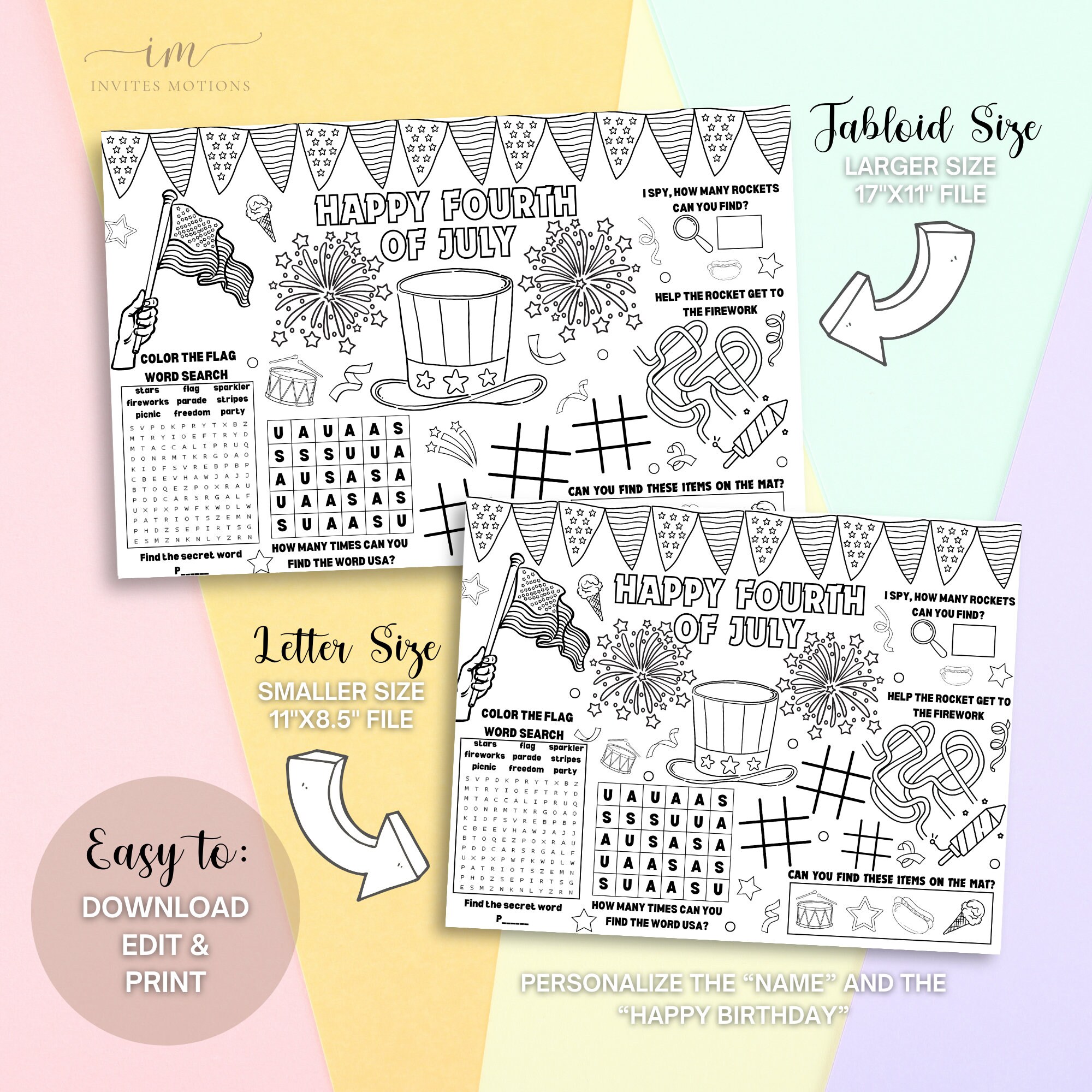 4th of July Kids Activity Sheet for Fourth of July Kids Coloring ...