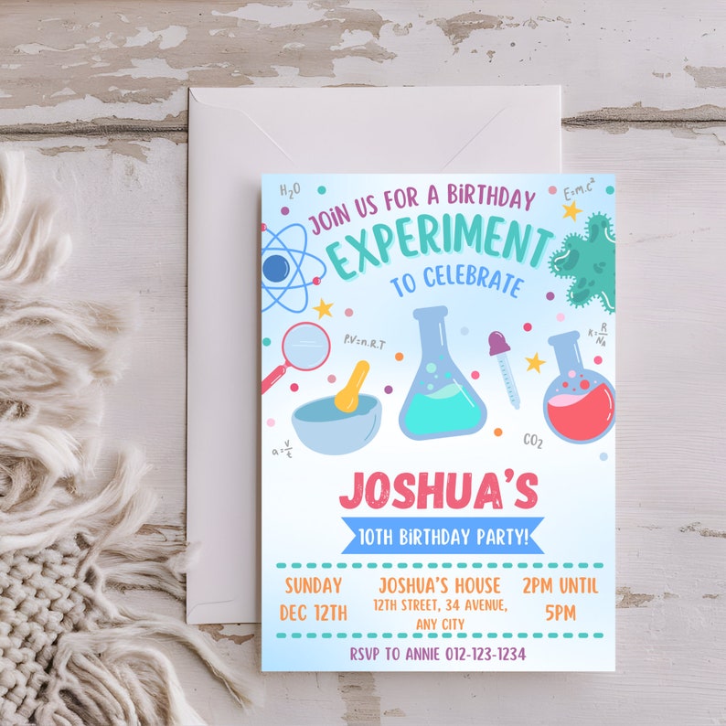 Mad Science Birthday Invitation, Editable Boy Scientist Party, Lab ...