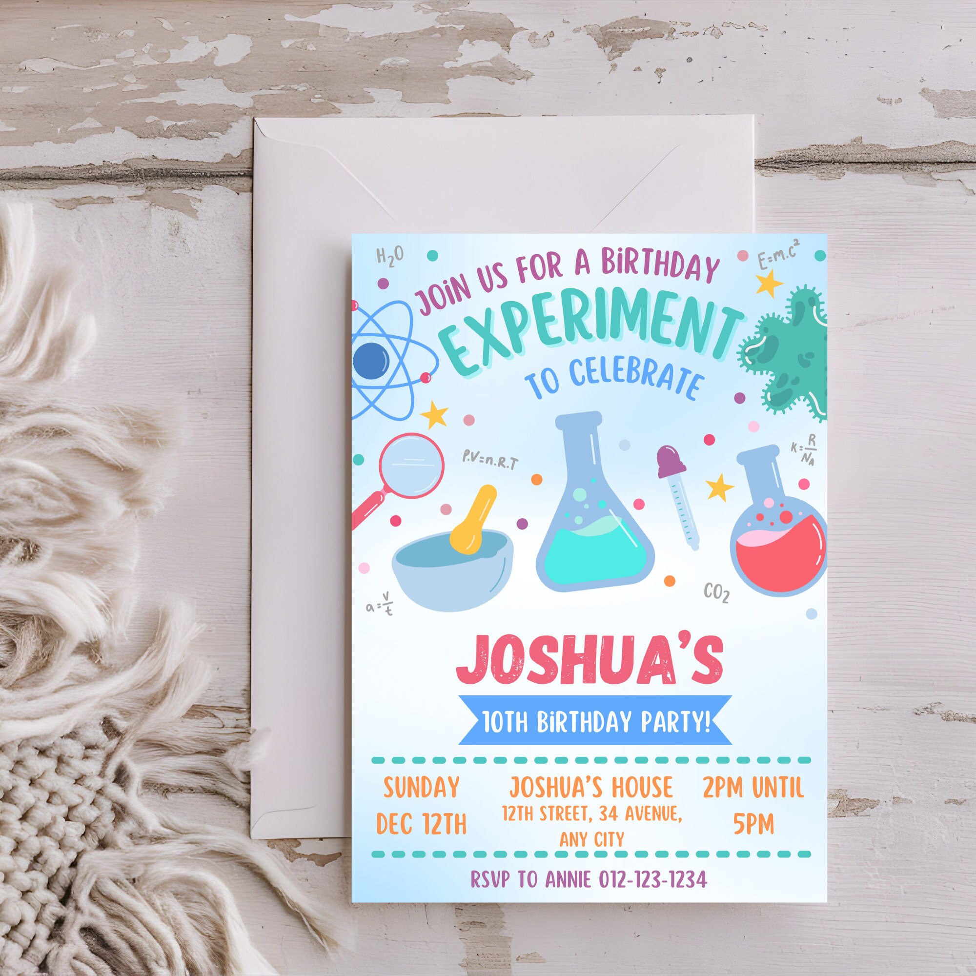 Mad Science Birthday Invitation, Editable Boy Scientist Party, Lab ...