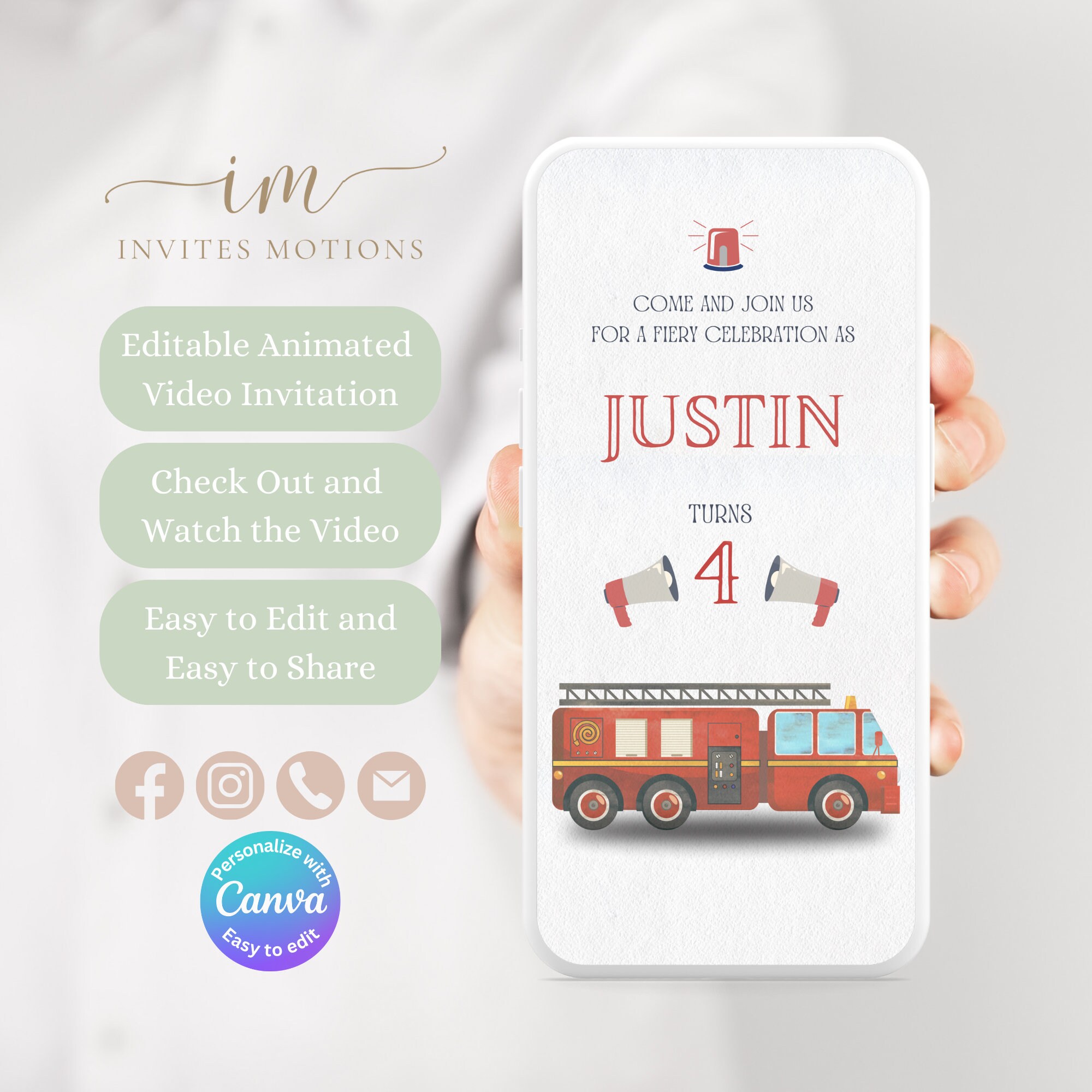 Firetruck Party Sign Editable for Fire Truck Theme Birthday Party Table ...