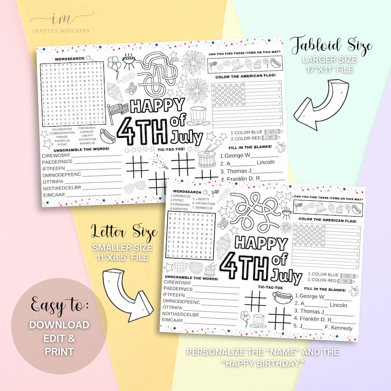 Fourth of July Kids Activity Sheet for 4th of July Kids Coloring ...