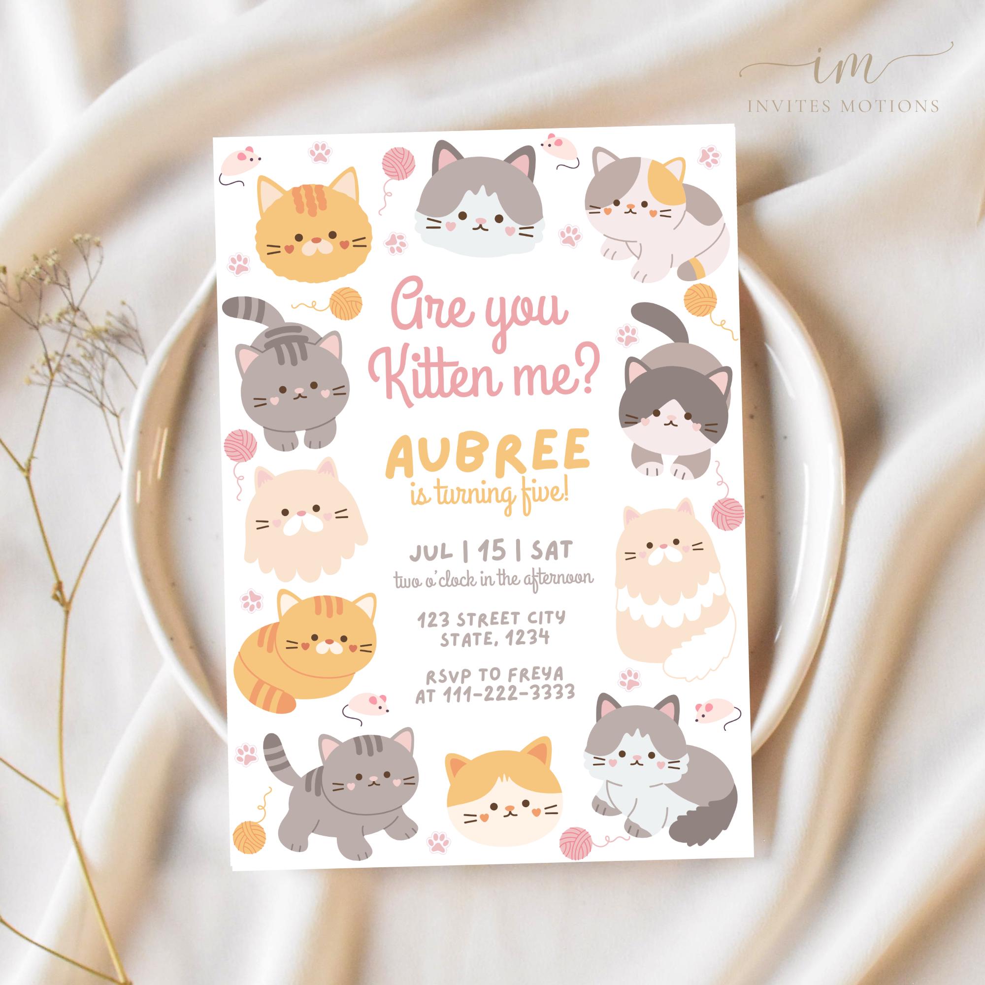 Cat Birthday Invitation, Cats Party Invitation, Printable Are You ...