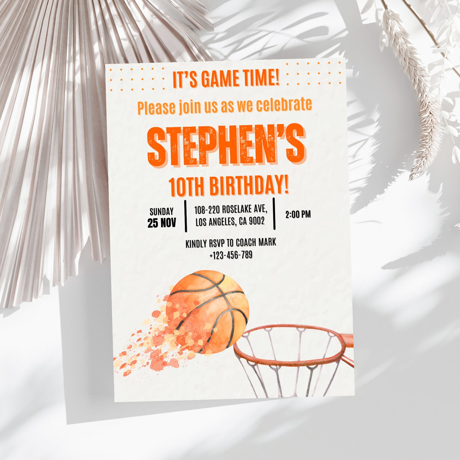 Basketball Birthday Invitation for Basketball Game Invite Printable ...