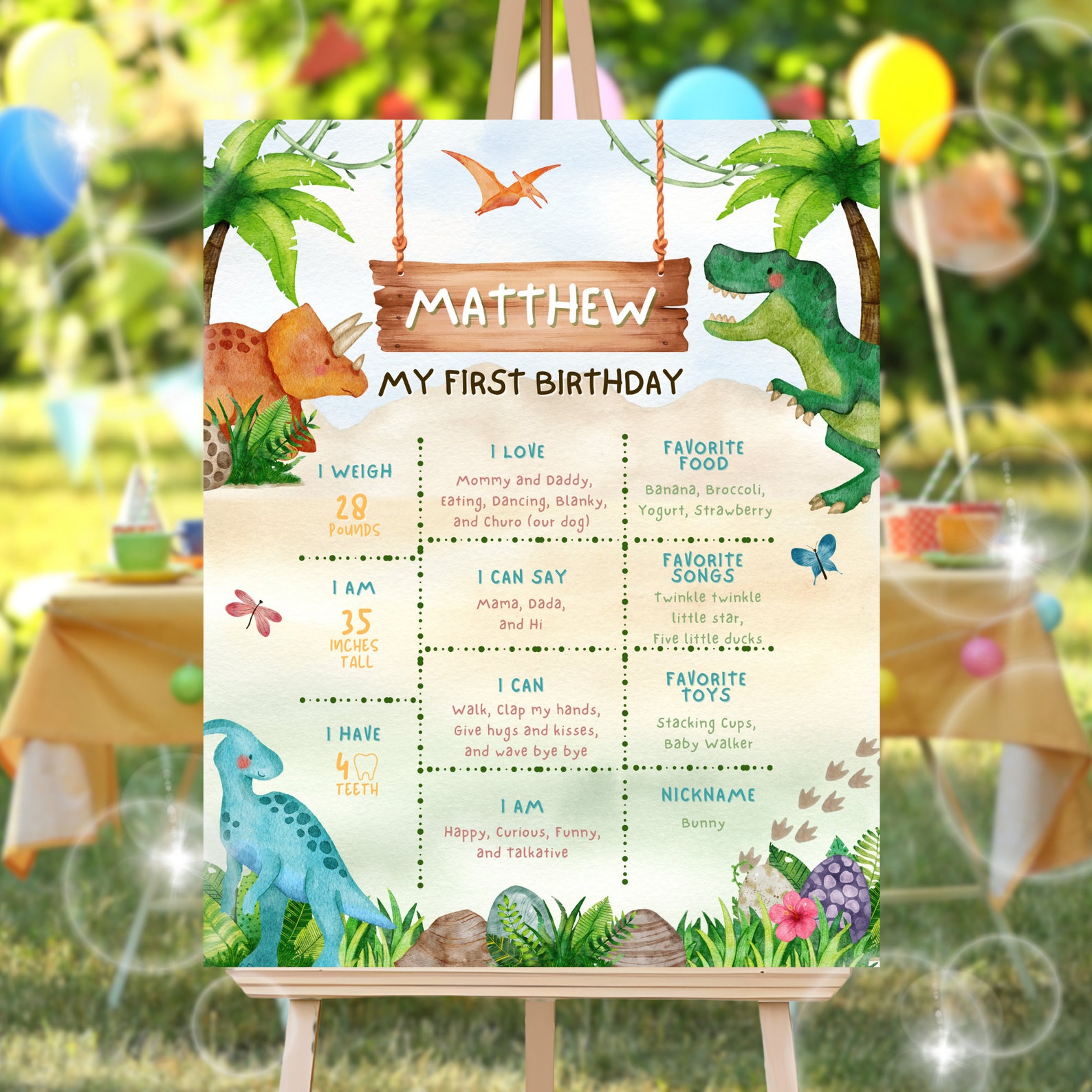 Editable Dinosaur First Birthday Milestone Poster Template, Dinosaurs ...
