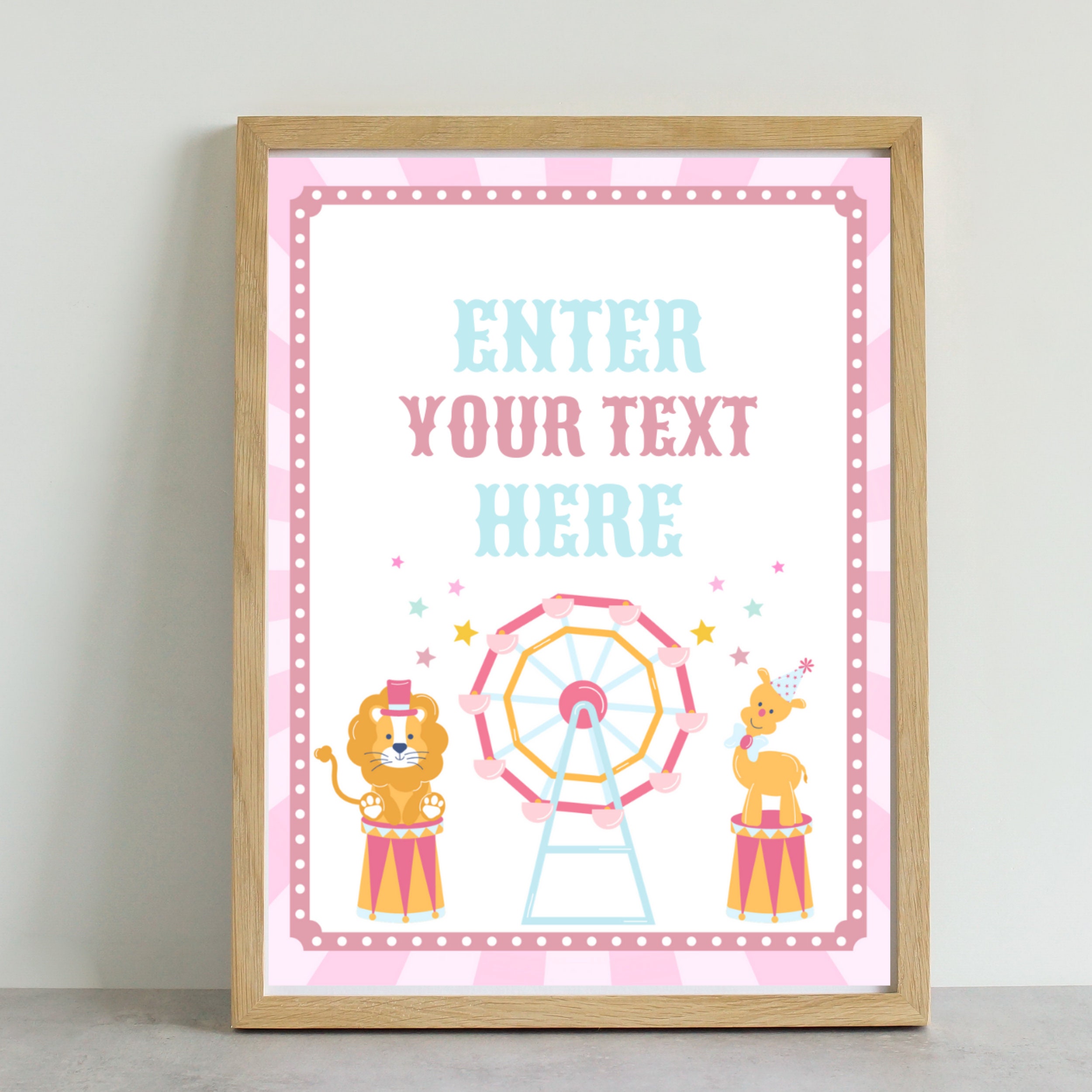 Pink Carnival Party Sign Editable for Circus Theme Birthday Party Table ...