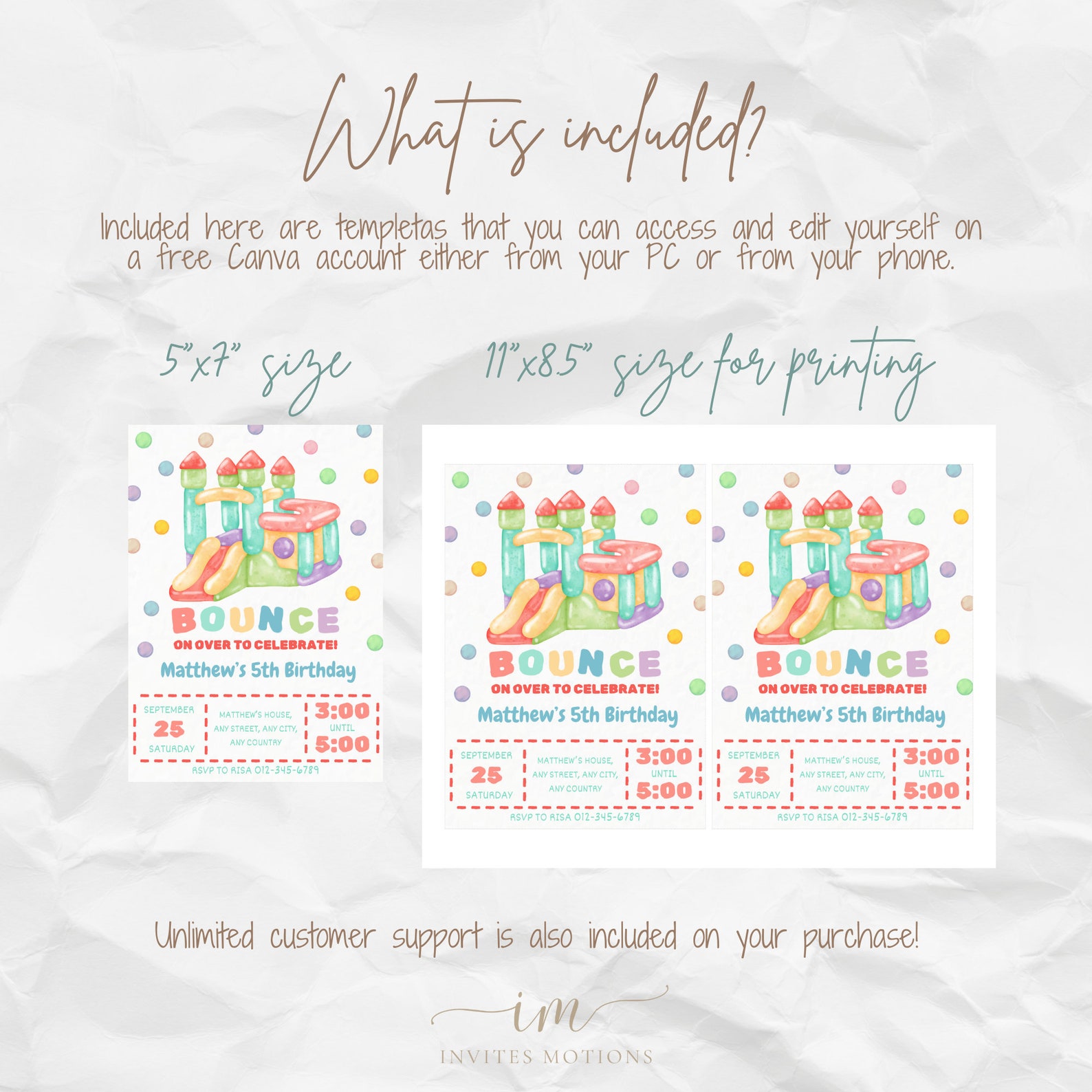 Editable Bounce House Birthday Invitation, Bouncing Castle Invite ...