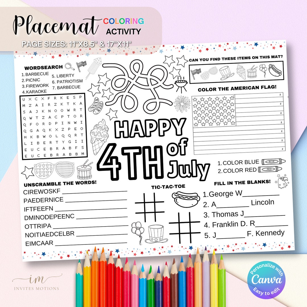 Fourth of July Kids Activity Sheet for 4th of July Kids Coloring ...