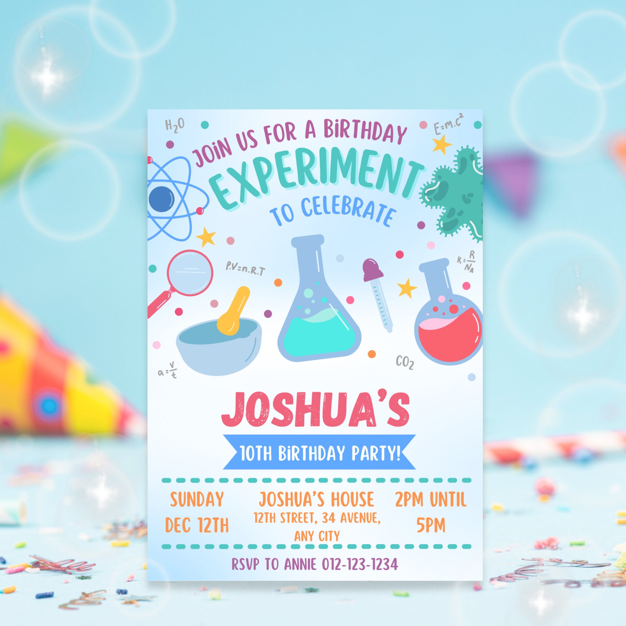 Mad Science Birthday Invitation, Editable Boy Scientist Party, Lab ...