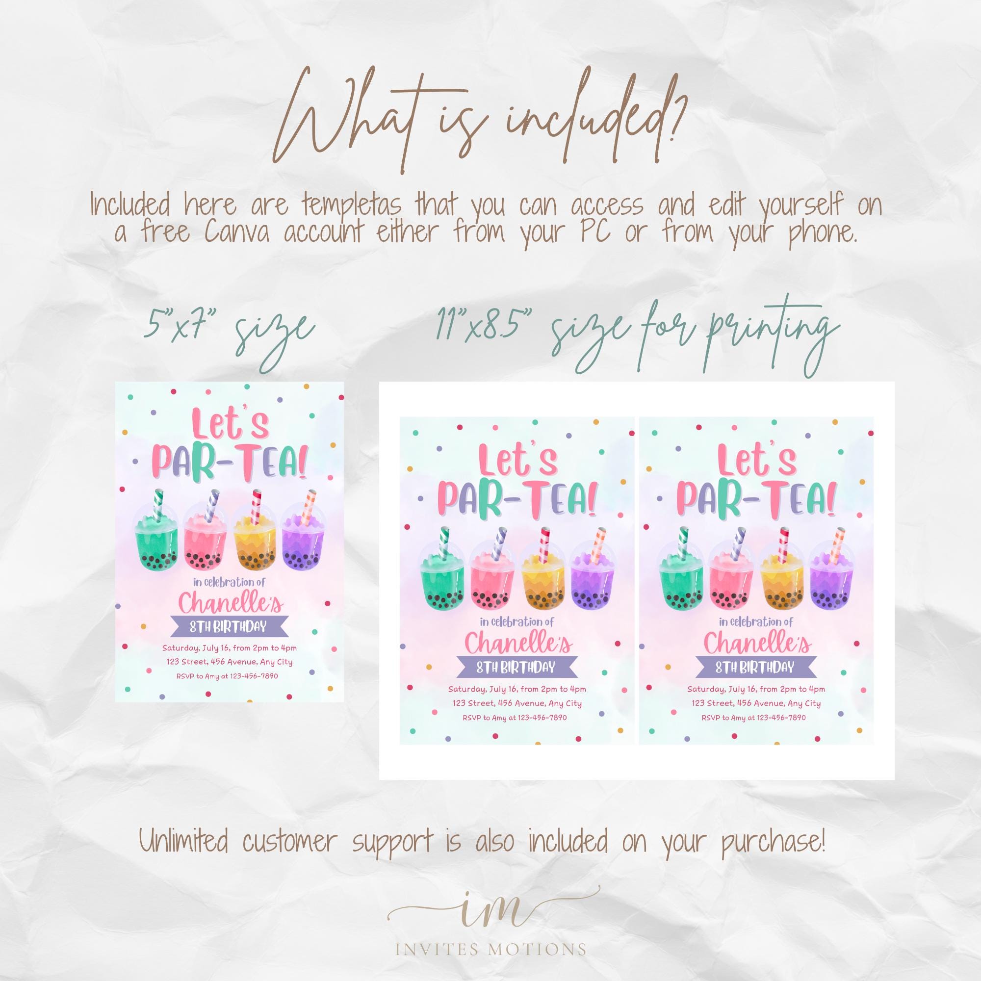 Boba Tea Birthday Party Invitation, Bubble Tea Party, Editable Boba ...